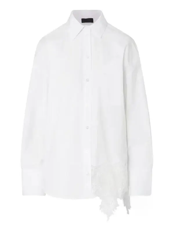 Liu Jo Poplin Shirt With Valenciennes Lace Detail - White