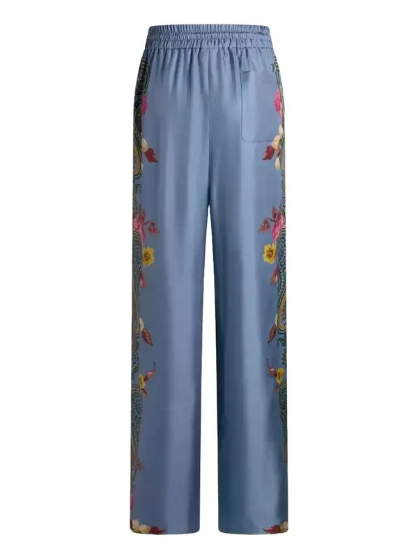 Etro Silk Paisley Print Trousers - Blue