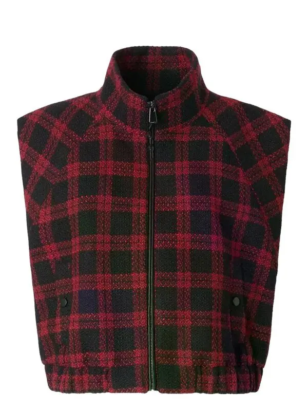 Pinko Sleeveless Gilet With Checked Pattern - Red