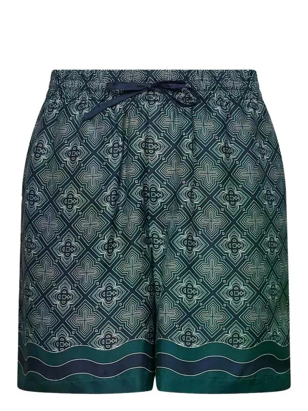 Casablanca Radiating Monogram Silk Shorts - Blue