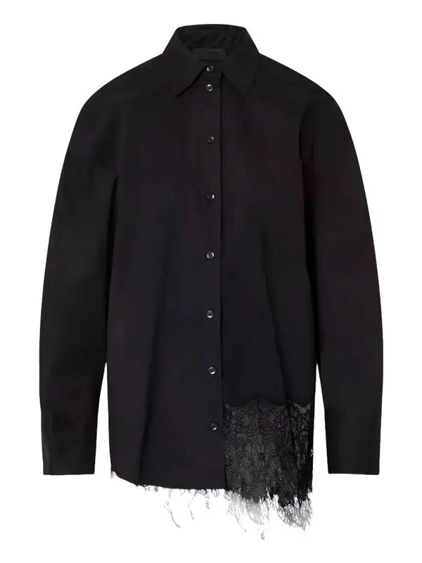 Liu Jo Poplin Shirt With Valenciennes Lace Detail - Black