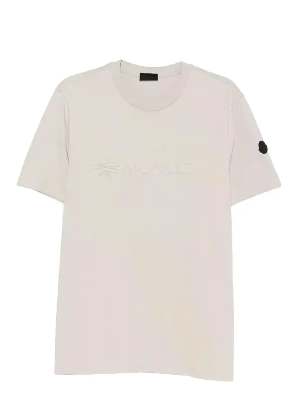 Moncler Logo-embroidered Cotton T-shirt - Neutrals