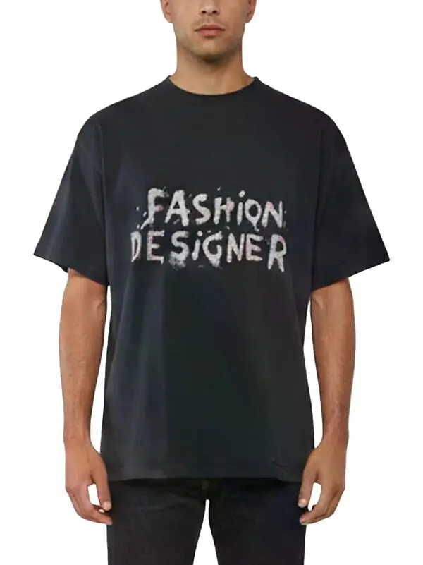 Balenciaga Slogan Print T-shirt - Black
