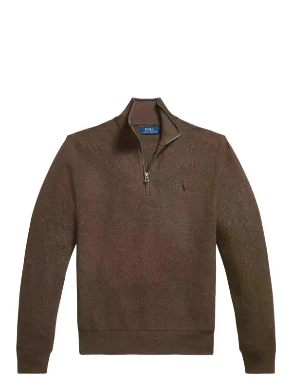 Polo Ralph Lauren Textured Knit Quarter-zip Sweater - Brown