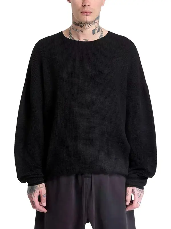 Fear Of God Waffle-knit Crew Neck Sweater - Black