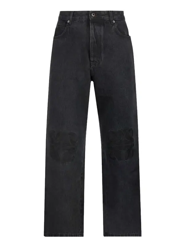 Loewe Anagram Embroidered Denim Jeans - Black