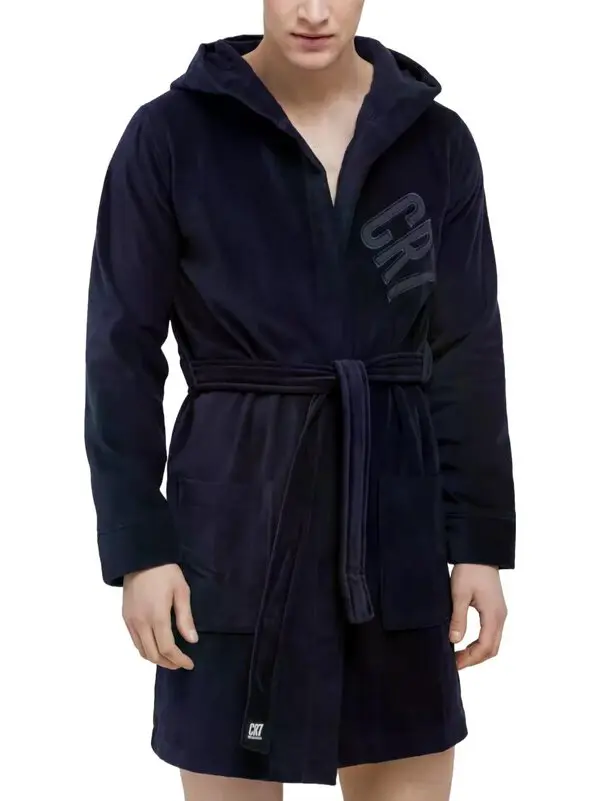 CR7 CRISTIANO RONALDO Velvet Hooded Gown - Blue