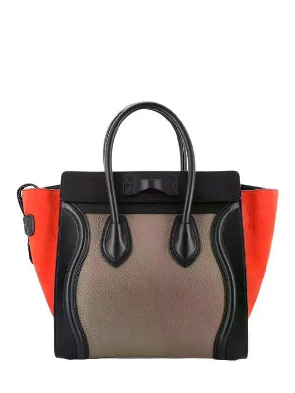 Celine Tricolor Luggage Leather Micro Tote Bag - Black