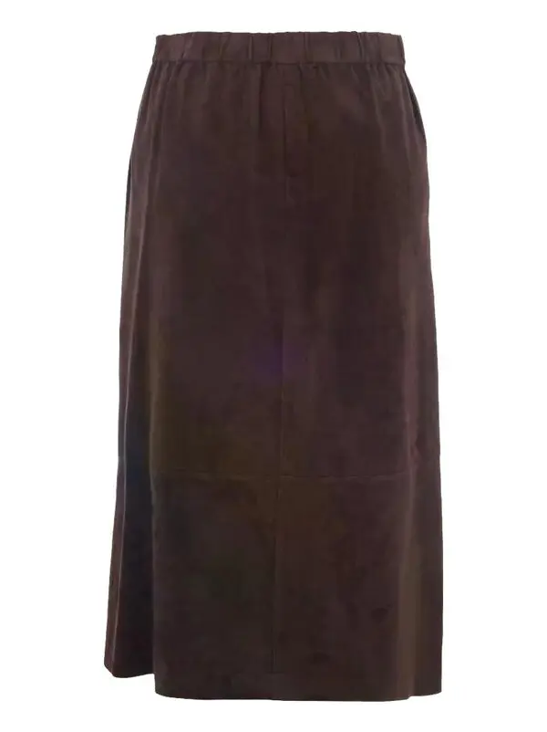 Max Mara Suede Drawstring Waist Midi Skirt - Brown