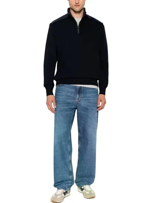 Paul & Shark Quarter-zip Panelled Sweater - Blue
