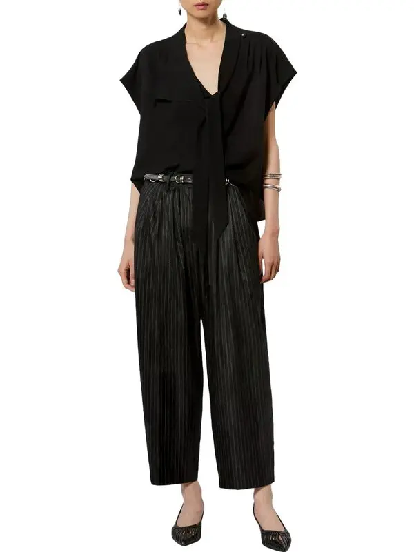 Isabel Marant Étoile Janice Pinstriped Carrot Fit Trousers - Black