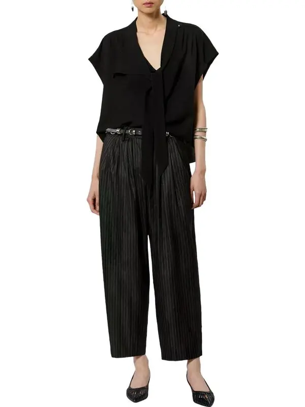 Isabel Marant Étoile Janice Pinstriped Carrot Fit Trousers - Black