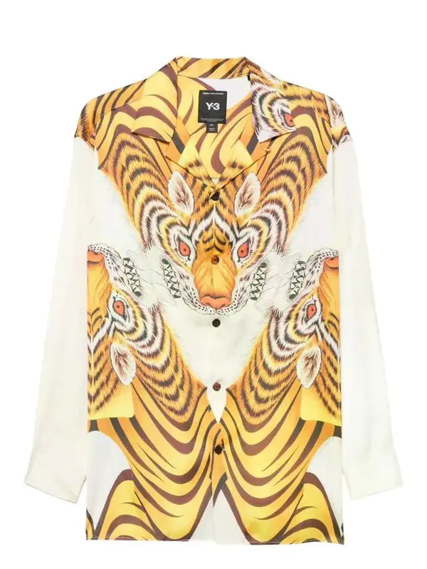 Y3 Tiger-print Buttoned Shirt - Neutrals