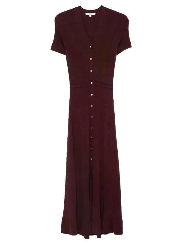 Maje Cable-knit Button-front Maxi Dress - Red
