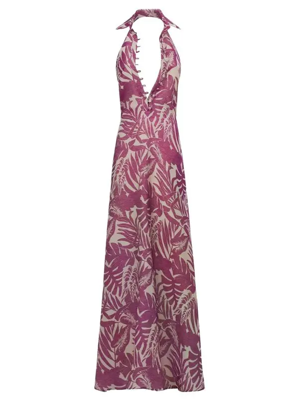 TALLER MARMO Barbara Tropical Print Maxi Dress - Purple