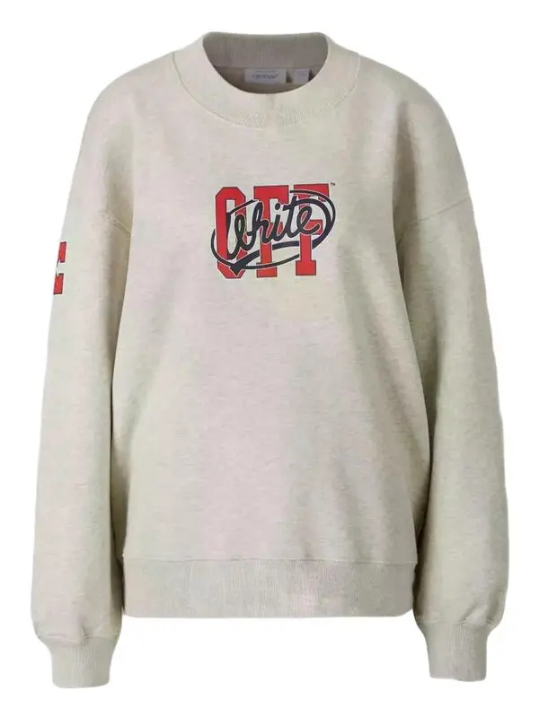 Off-White Logo Print Crew Neck Sweater - Grey
