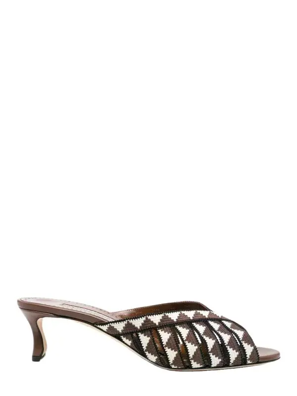 Manolo Blahnik Patterned Crossover Sandals - Brown