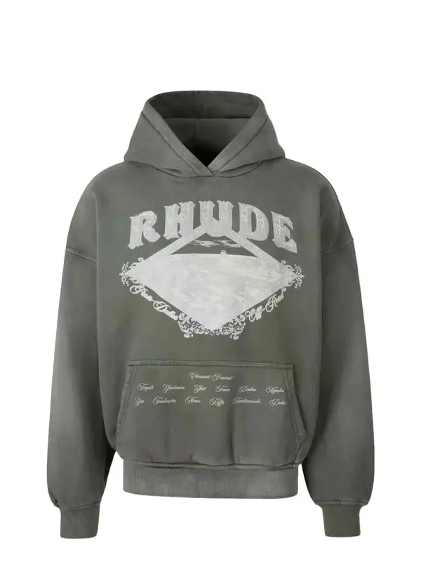 Rhude Logo-print Pouch-pocket Hoodie - Green
