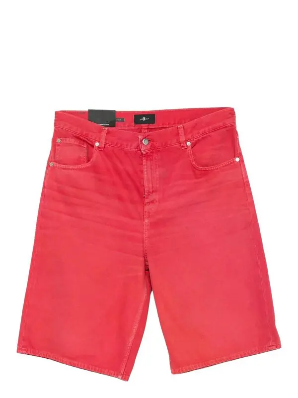 7 For All Mankind Buttoned Denim Shorts - Red