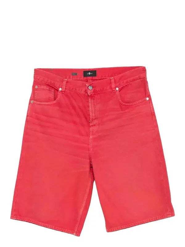 7 For All Mankind Buttoned Denim Shorts - Red