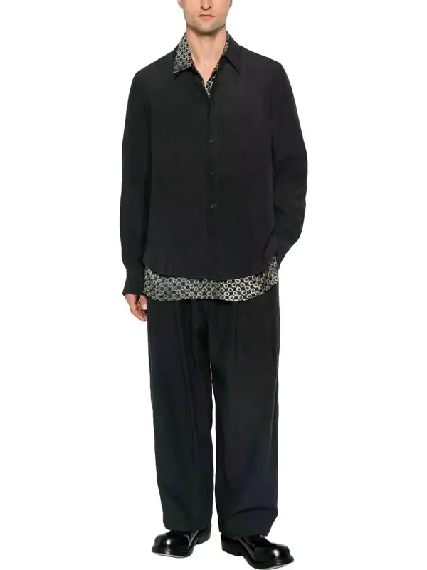 ZIGGY CHEN Layered-detail Long-sleeve Shirt - Blue