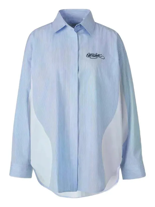 Off-White Striped Embroidered Logo Shirt - Blue