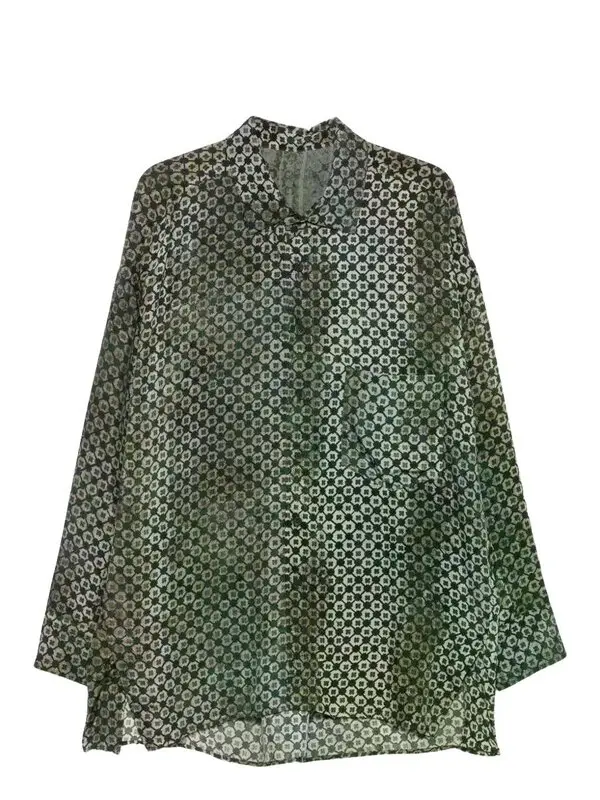 ZIGGY CHEN Geometric-print Long-sleeve Shirt - Green
