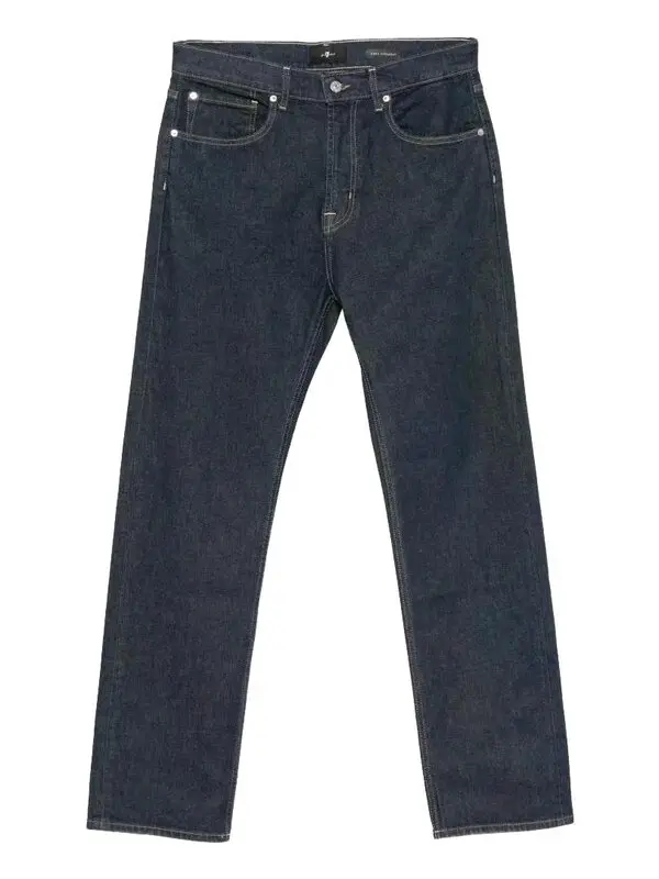 7 For All Mankind Contrast-stitch Straight-leg Jeans - Blue
