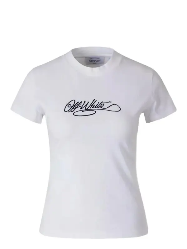 Off-White Logo Embroidered Cotton T-shirt - White
