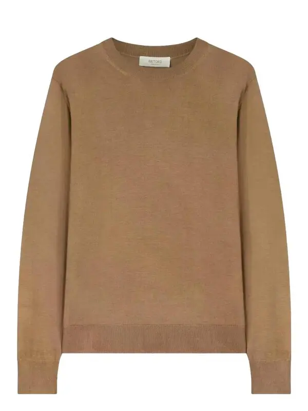 RETORI Retro Crew-neck Long-sleeve Sweater - Brown