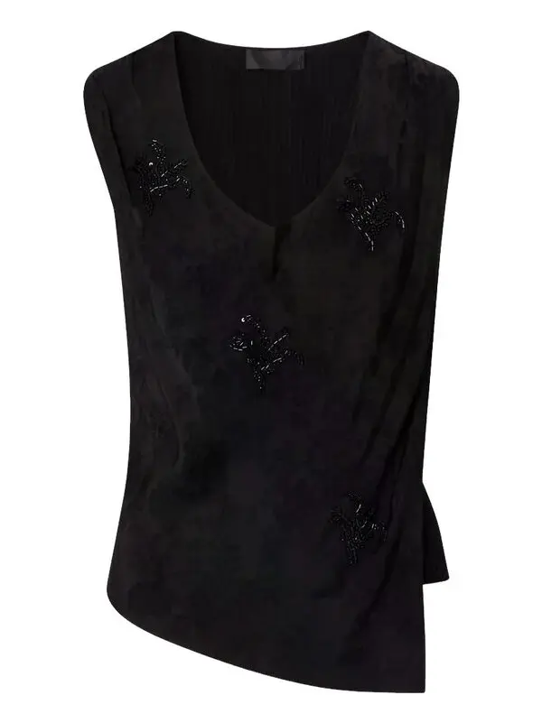 Liu Jo Sleeveless Top With Jewel Embroidery - Black
