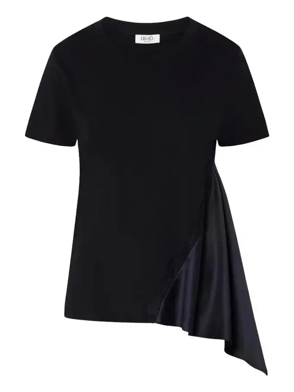 Liu Jo Bimaterial T-shirt With Lace Details - Black