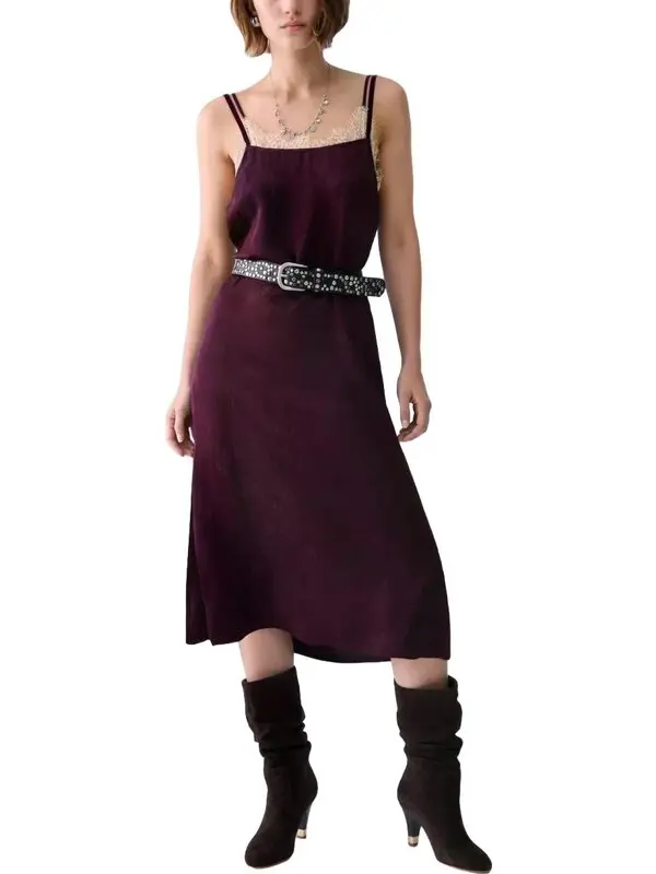 Liu Jo Jacquard Satin Lingerie Dress With Lace Details - Purple
