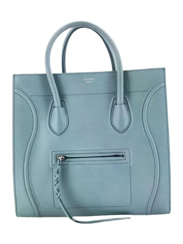 Celine Grainy Leather Medium Tote Bag - Blue