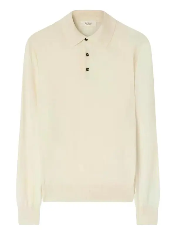 RETORI Retrofãƒâ"â" Button-front Knit Polo Shirt - Neutrals
