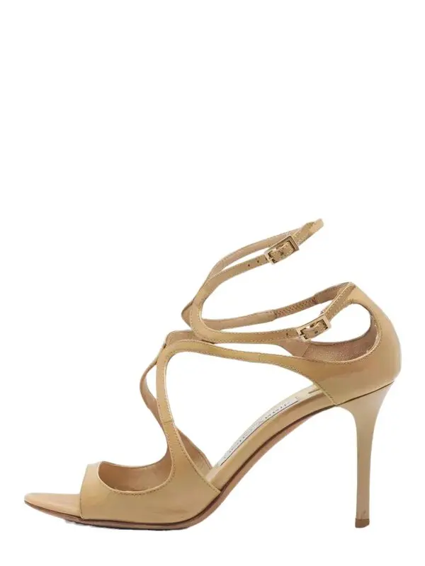 JIMMY CHOO Patent Leather Heeled Sandals - Neutrals