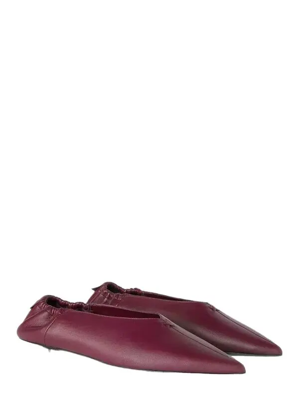 RETORI Retro Pointed-toe Leather Flat Pumps - Red