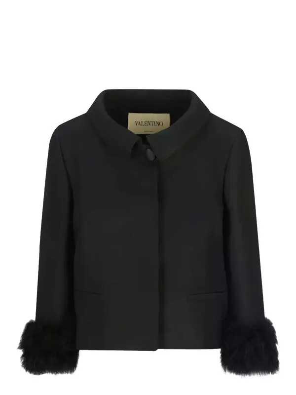 Valentino Garavani Feather Trim Jacket - Black