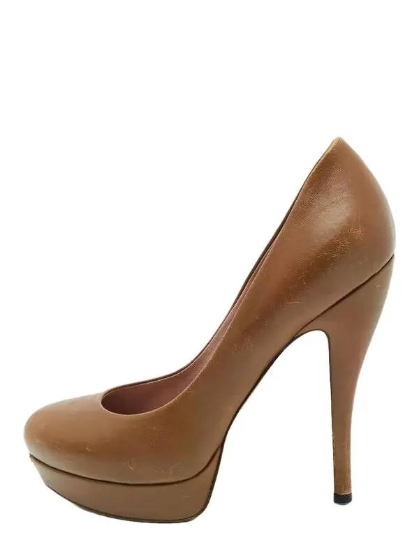 Gucci Leather Platform Pumps - Brown