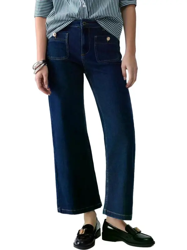 Liu Jo Cropped Flare Jeans In Dark Wash Denim - Blue