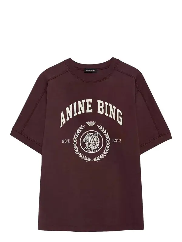 ANINE BING Jaylin Logo-print Crew-neck T-shirt - Red