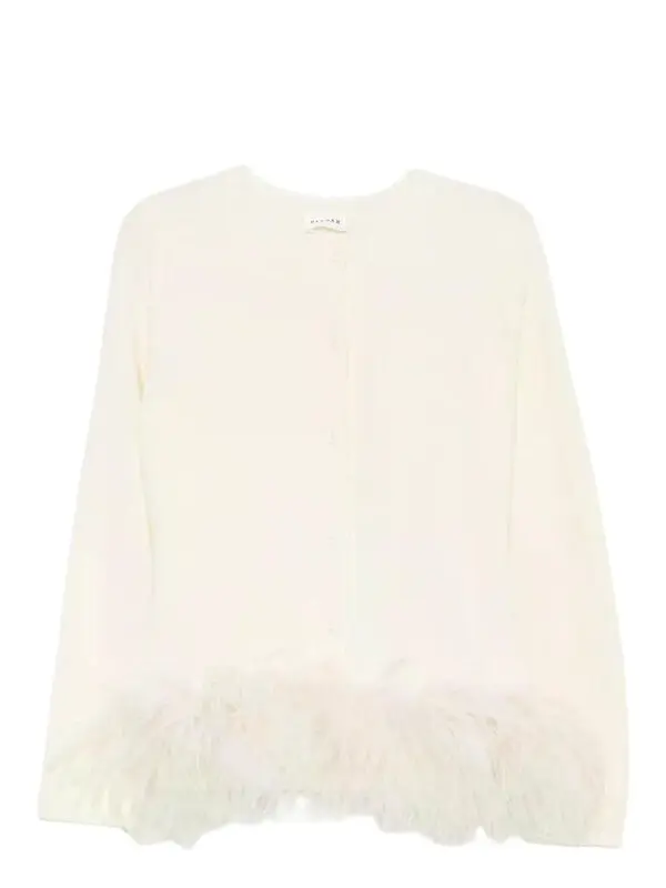 P.a.r.o.s.h Feather-trim Rear-tie Cardigan - Neutrals