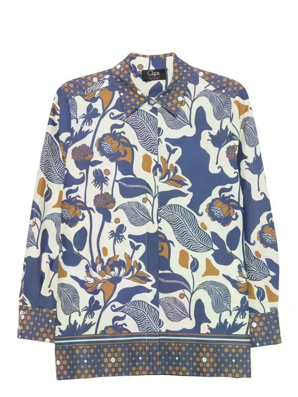 CLIPS Floral Print Long Sleeve Shirt - Neutrals