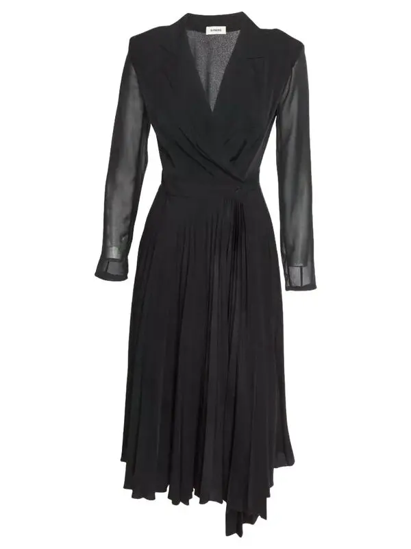 Sandro Pleated Midi Dress - Black