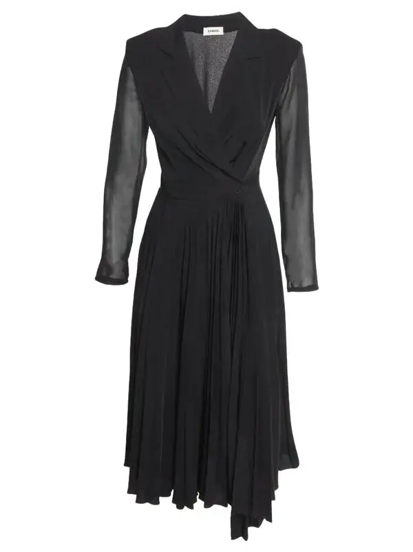 Sandro Pleated Midi Dress - Black