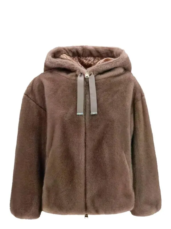 Herno Faux Fur Hooded Jacket - Brown