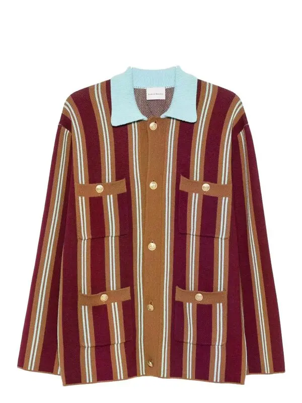 Drole De Monsieur Vertical Stripe Cardigan - Red