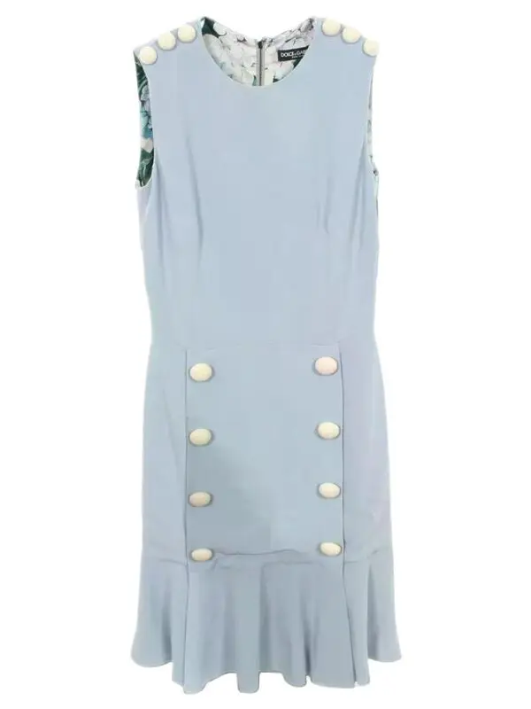 Dolce & Gabbana Sleeveless Floral Print Lining Midi Dress - Blue