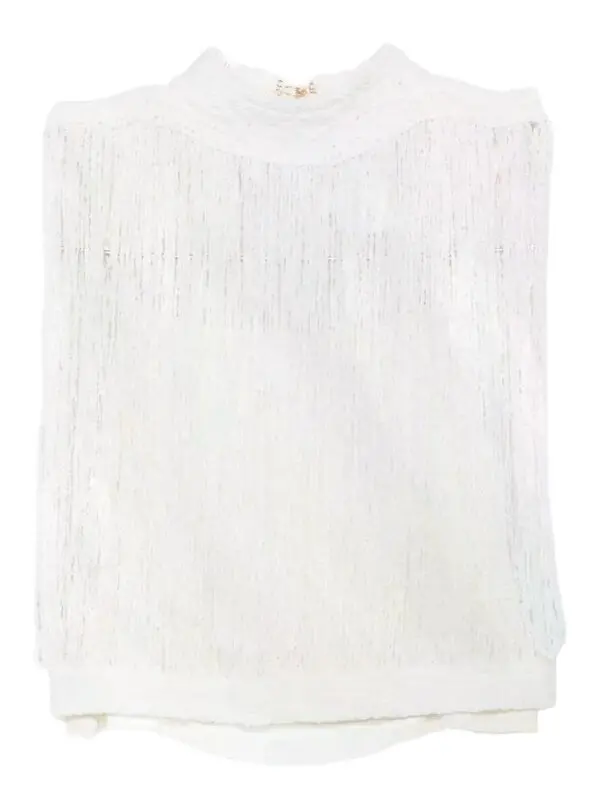 Fabiana Filippi Fringe Detail Halterneck Top - Neutrals