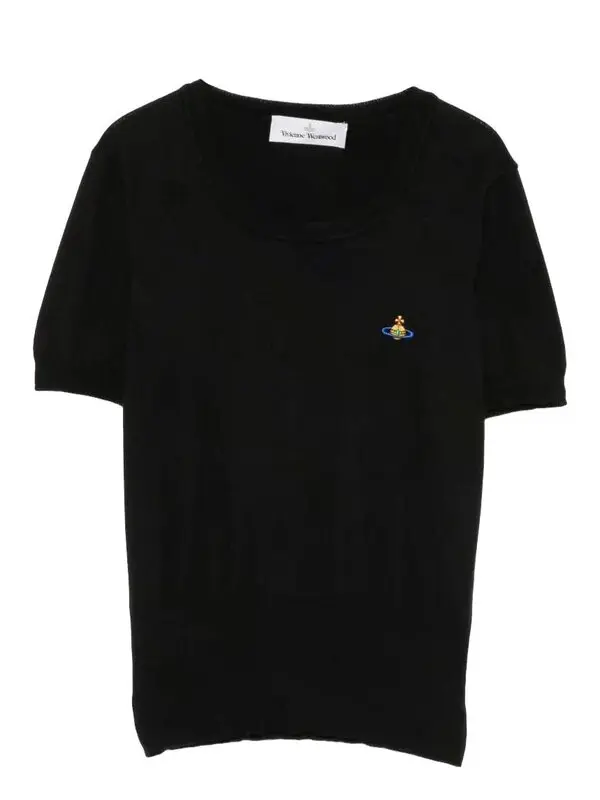 VIVIENNE WESTWOOD Bea Orb Embroidered Short Sleeve Top - Black